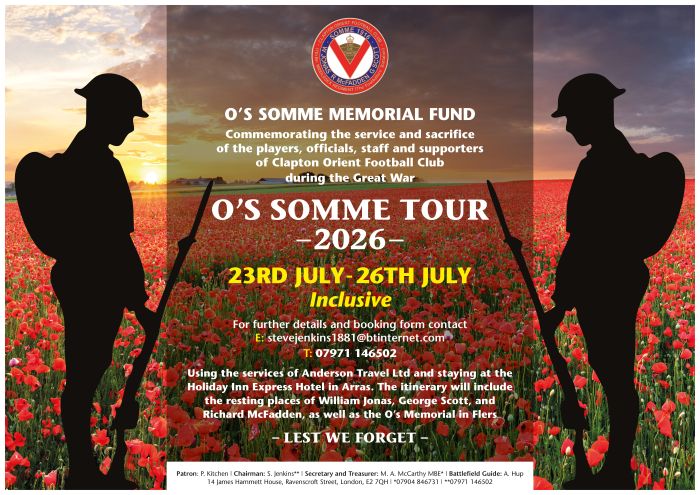 O’s SOMME TOUR 2026 - Leyton Orient Supporters Club